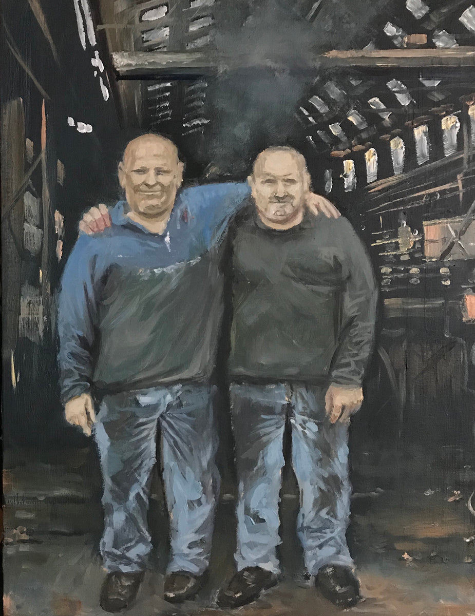 Workmates at the Forgemaster's- Oil on canvas – Kevin Williams Art
