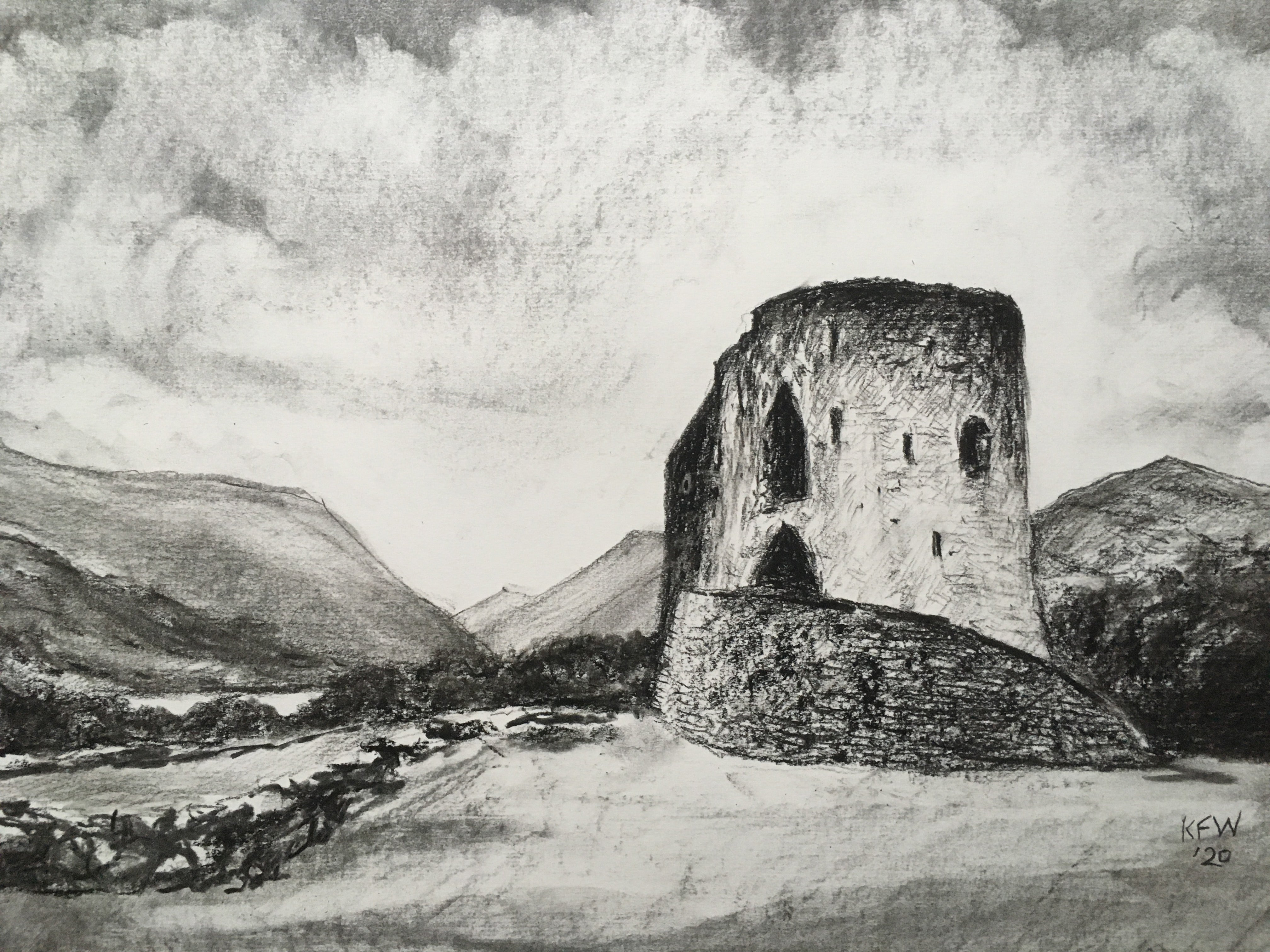 Welsh Castles - Dolbadarn - Charcoal – Kevin Williams Art